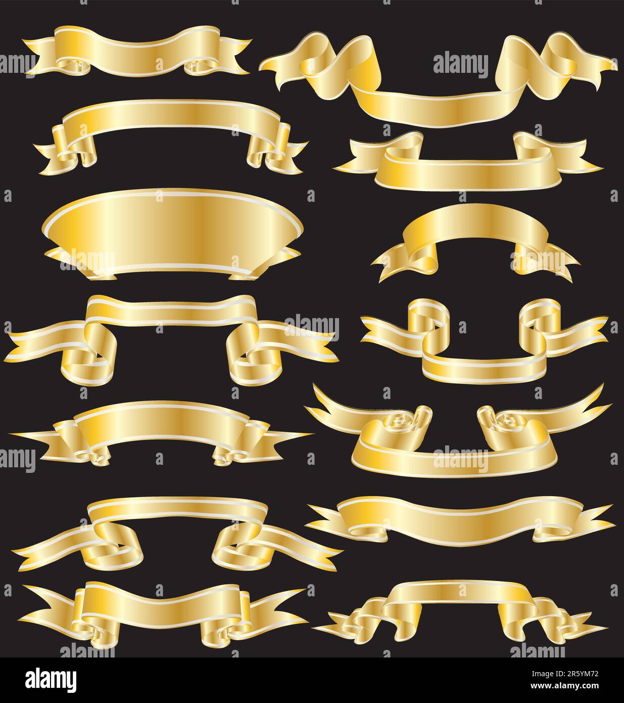 Collection of vector brightly ribbons in different shape Stock Vector ...