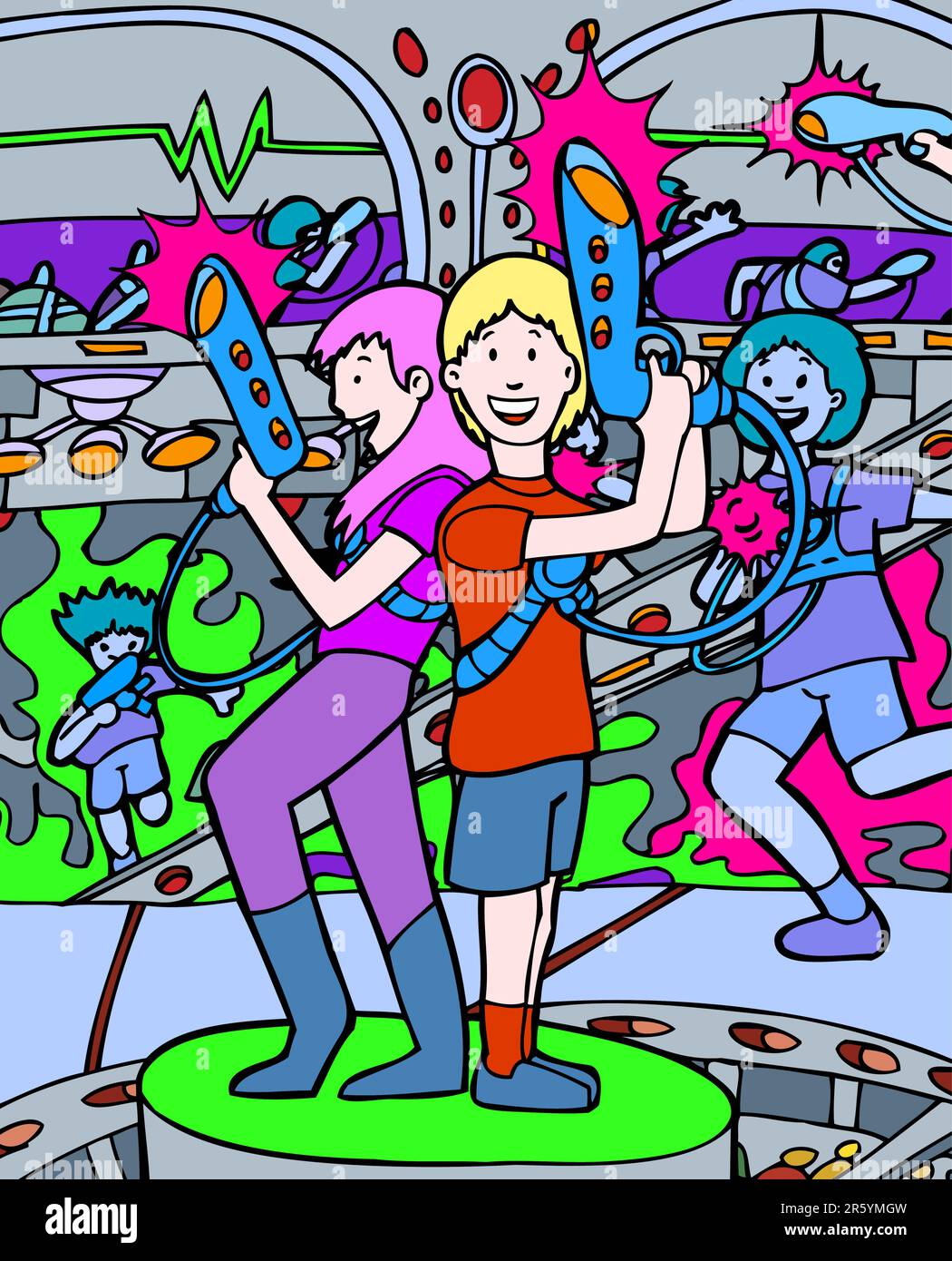 Kids get ready to play a game of laser tag Stock Vector Image & Art - Alamy