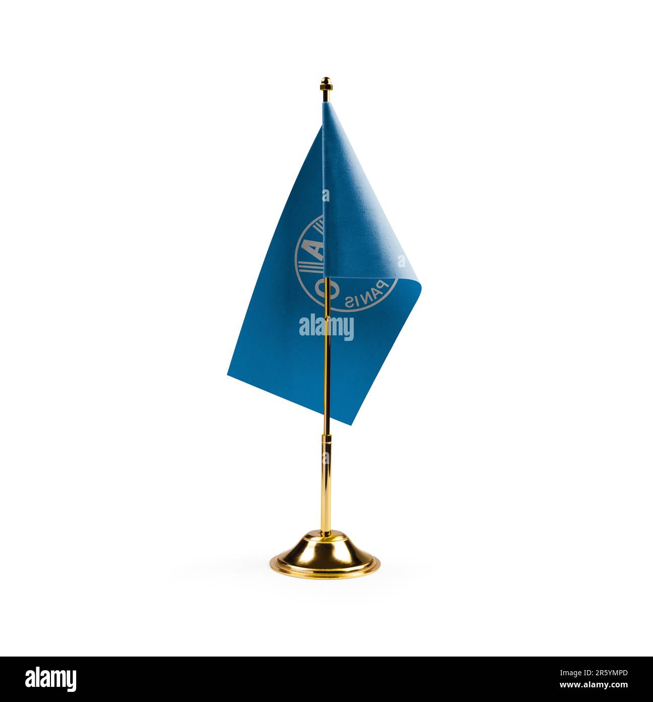 Small national flag of the Food and agriculture organization on a white ...