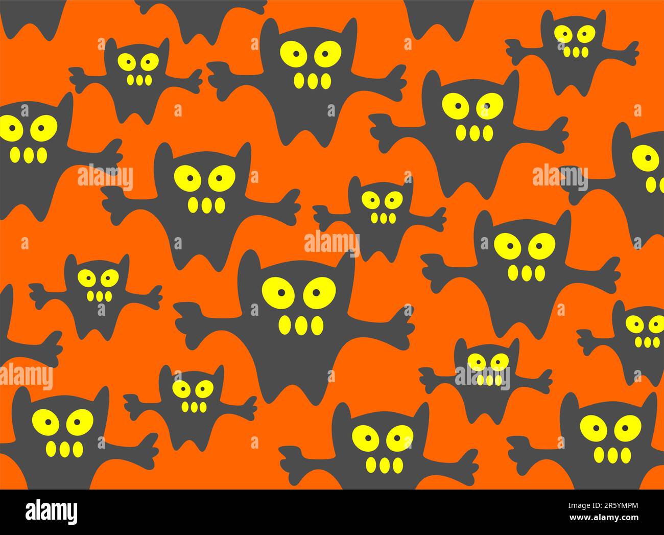 Monsters pattern on a orange background. Halloween illustration Stock ...