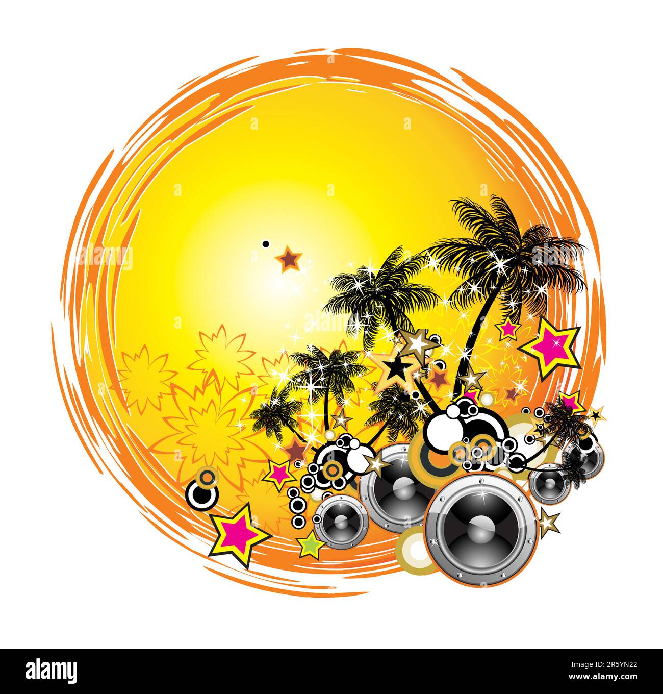 Disco Dance Tropical Music Flyer with colorful background Stock Vector ...