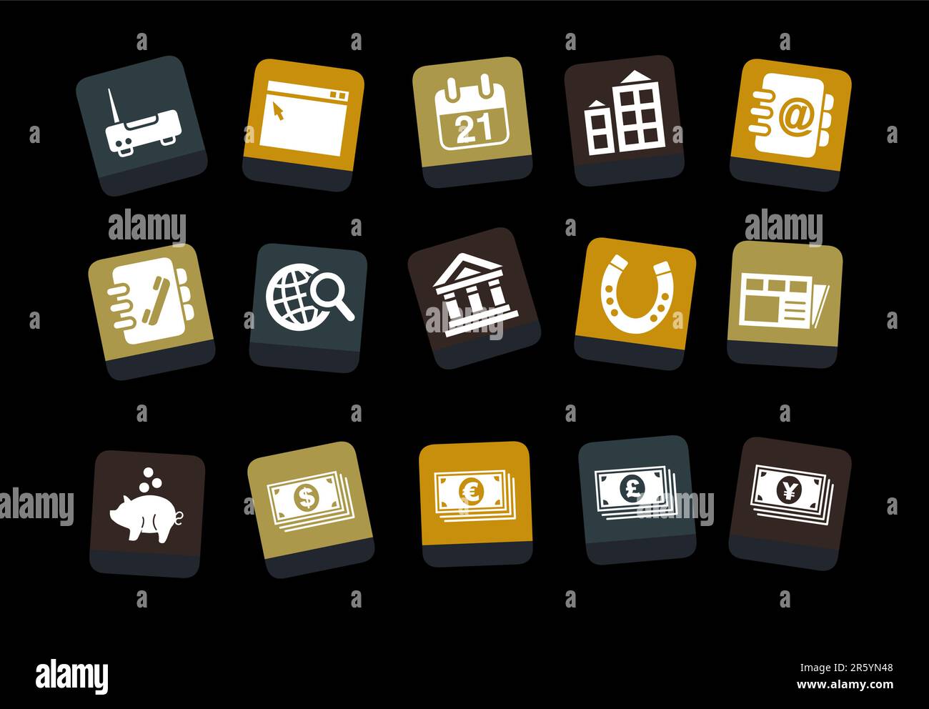 Vector icons pack - Yellow-Brown-Blue Series, business collection Stock ...