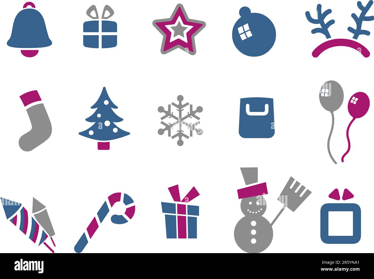 Vector icons pack - Blue-Fuchsia Series, Christmas collection Stock ...