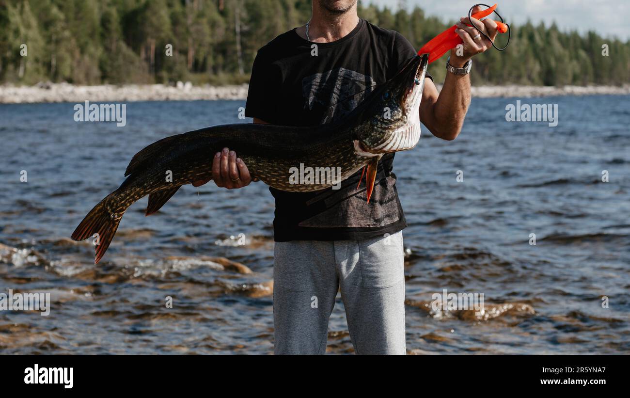 Fisherman holds trophy pike hi-res stock photography and images - Alamy
