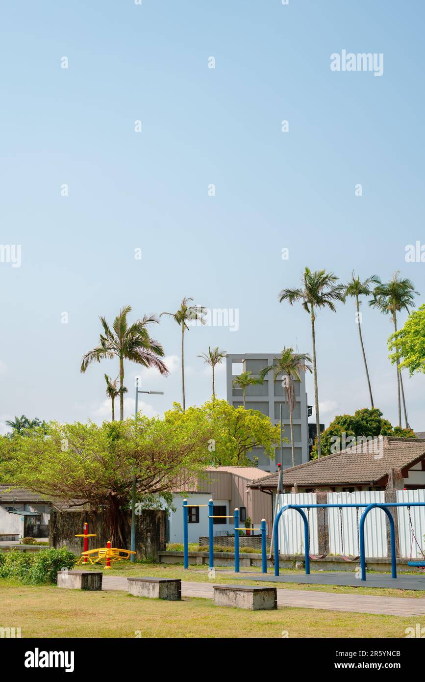 Children's playground and palm tree in Yilan, Taiwan Stock Photo - Alamy