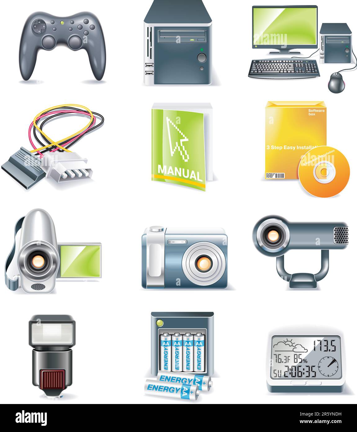 Set of realistic computer components icons Stock Vector Image & Art - Alamy