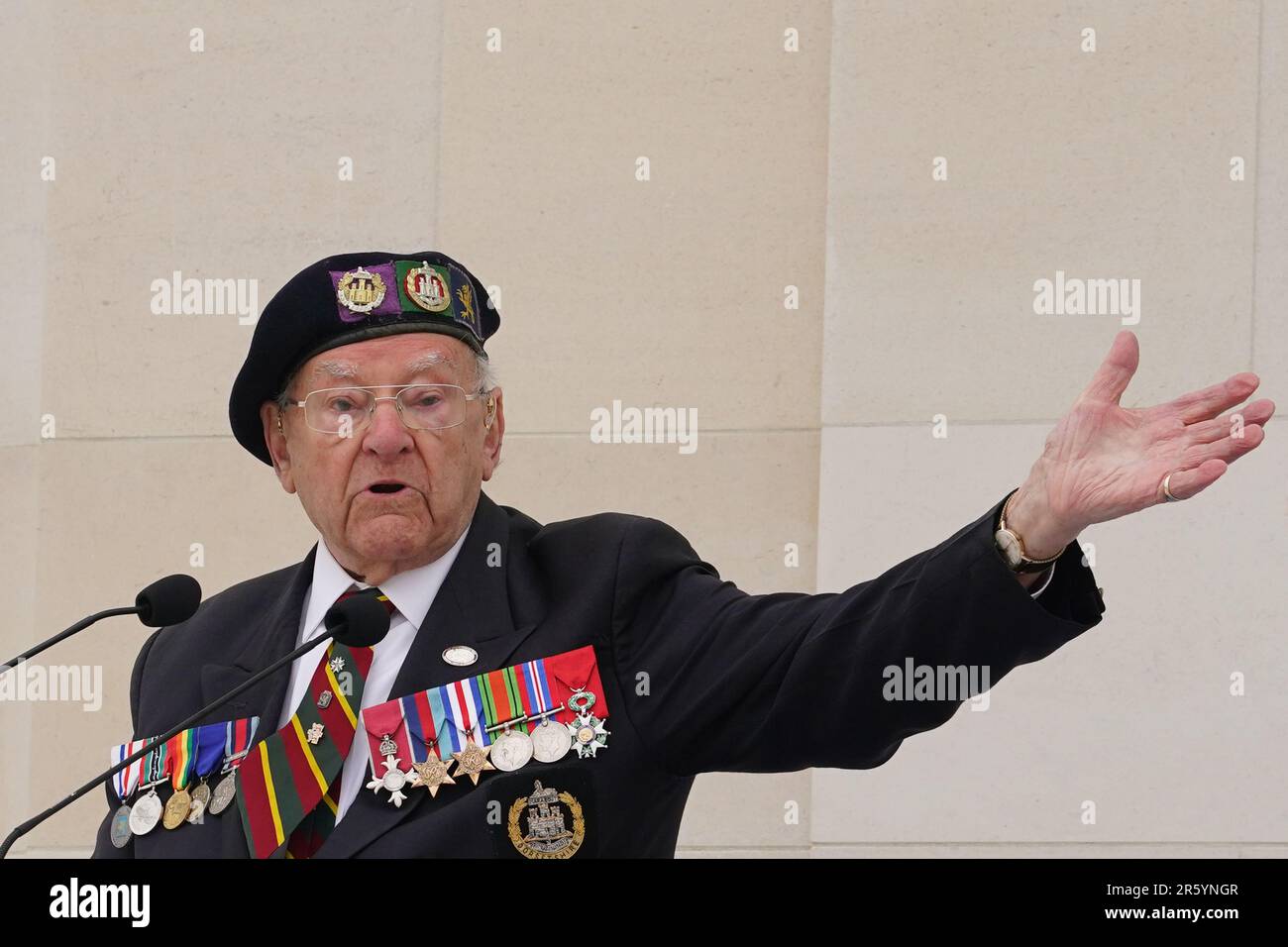 D-Day veteran Ken Hay speaks during the Royal British Legion (RBL ...