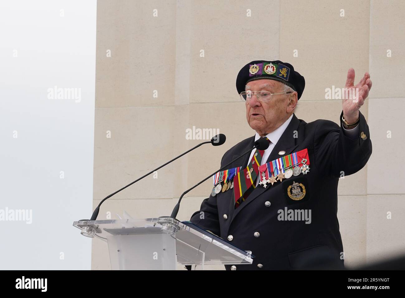 D-Day veteran Ken Hay speaks during the Royal British Legion (RBL ...
