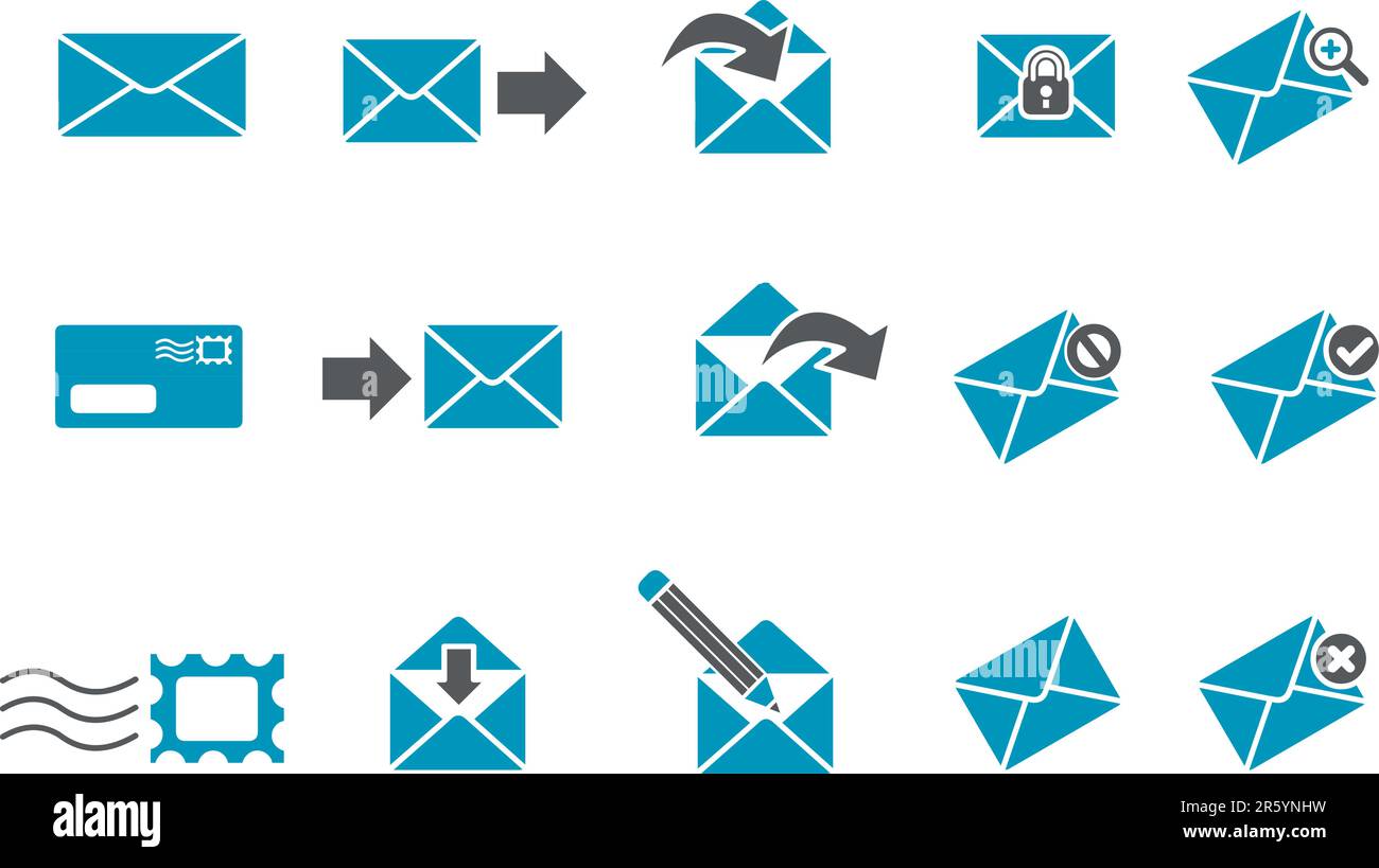 Vector icons pack - Blue Series, mail collection Stock Vector Image ...