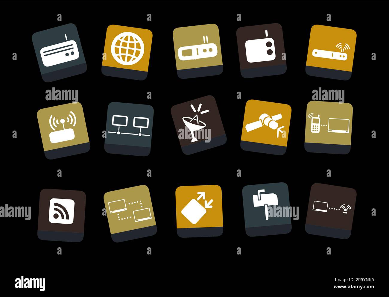 Vector icons pack - Yellow-Brown-Blue Series, communication collection ...