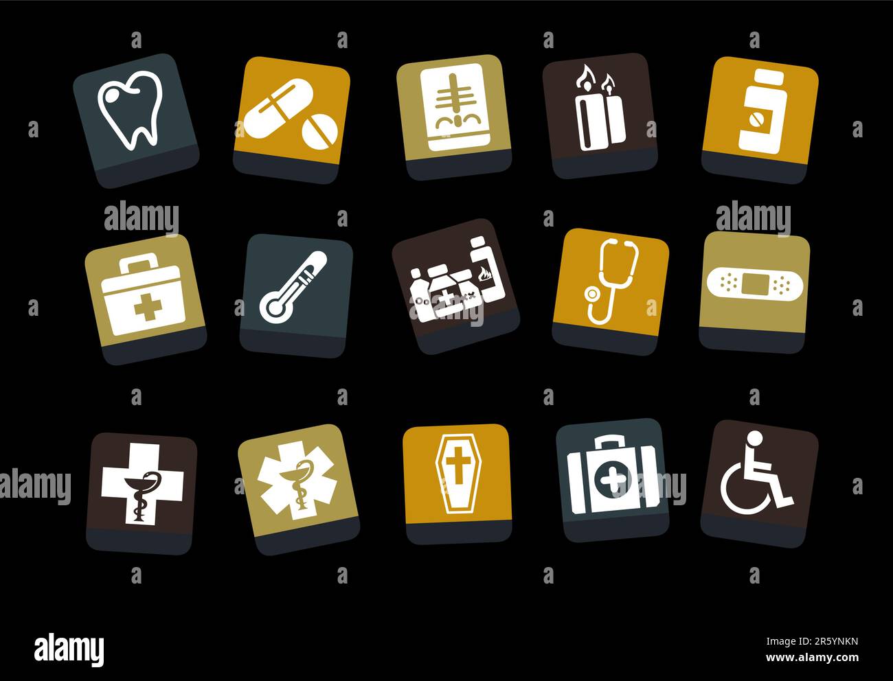 Vector icons pack - Yellow-Brown-Blue Series, health collection Stock ...