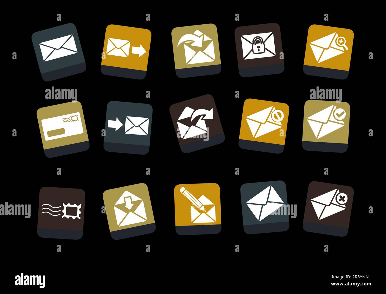 Vector icons pack - Yellow-Brown-Blue Series, mail collection Stock ...