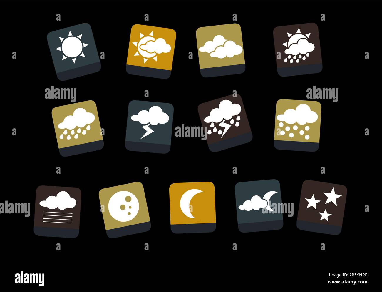 Vector icons pack - Yellow-Brown-Blue Series, weather collection Stock ...