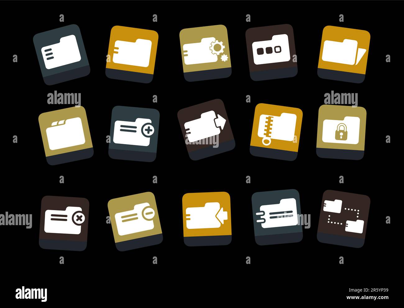 Vector icons pack - Yellow-Brown-Blue Series, folder collection Stock Vector Image & Art - Alamy