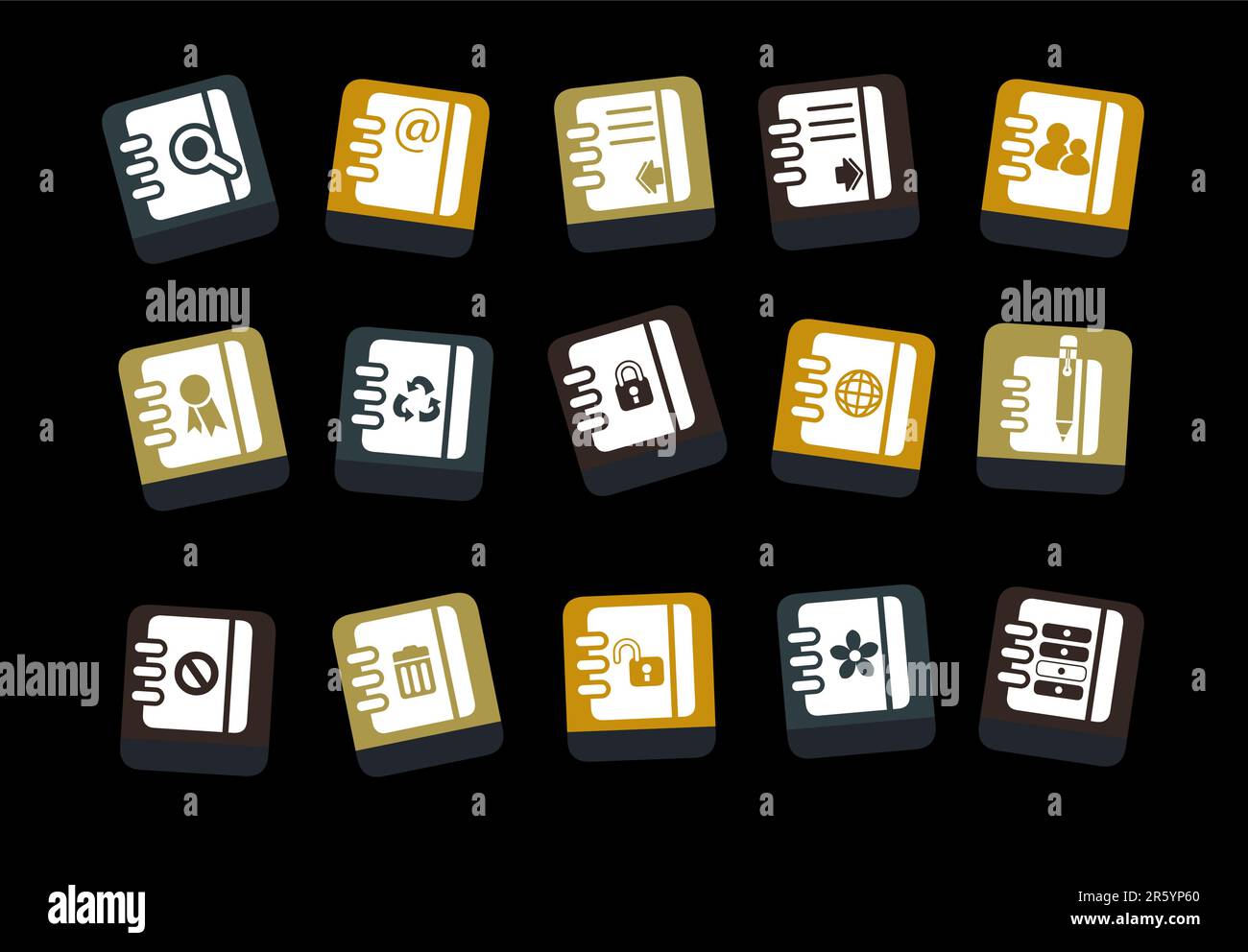 Vector icons pack - Yellow-Brown-Blue Series, document collection Stock ...