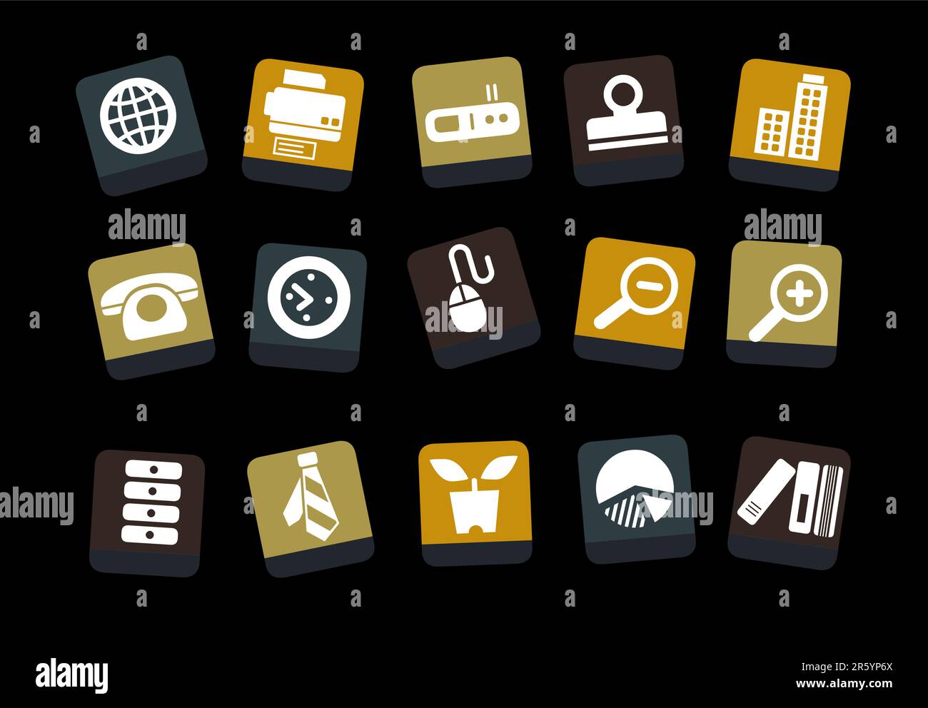Vector icons pack - Yellow-Brown-Blue Series, office collection Stock ...