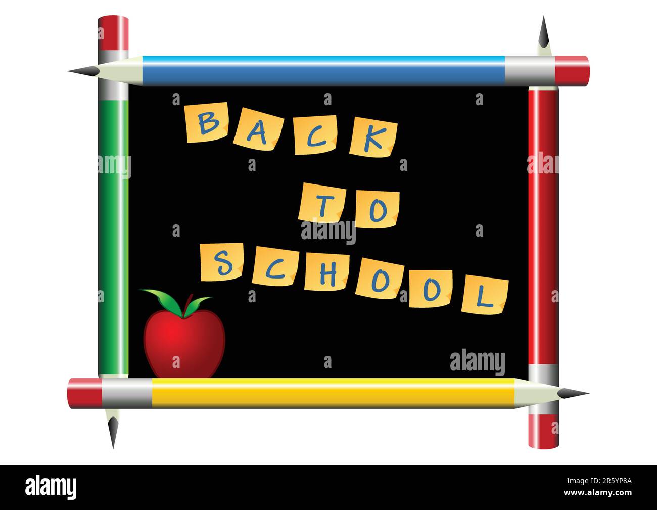 Back to school chalkboard with post it notes and apple Stock Vector ...