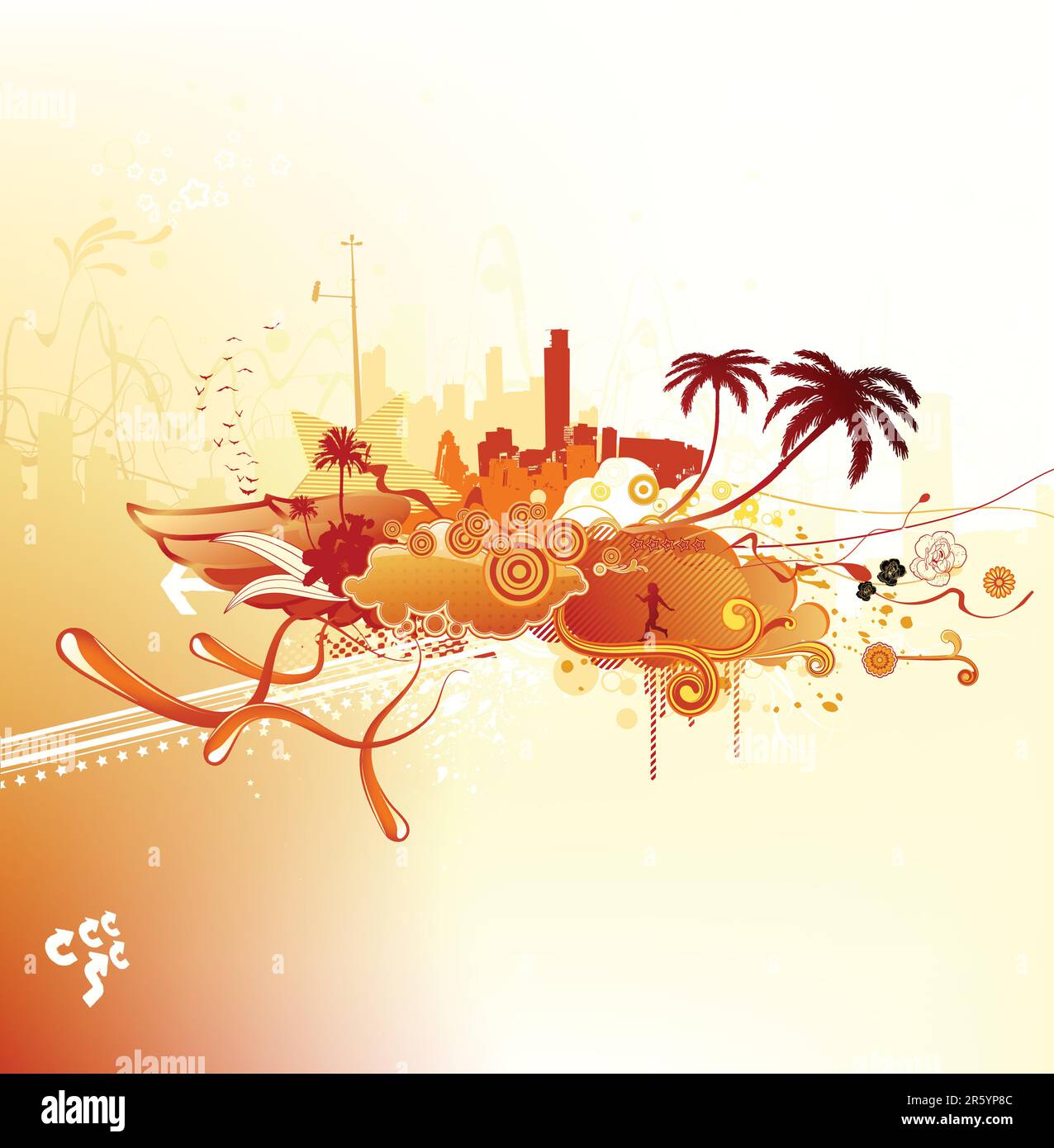 Grunge styled urban summer background. Vector illustration Stock Vector ...