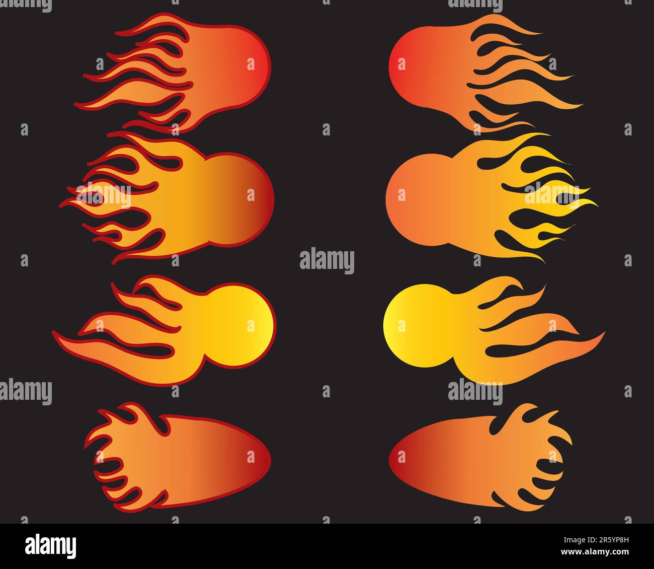 Vector illustrations body of fireballs on black background Stock Vector ...