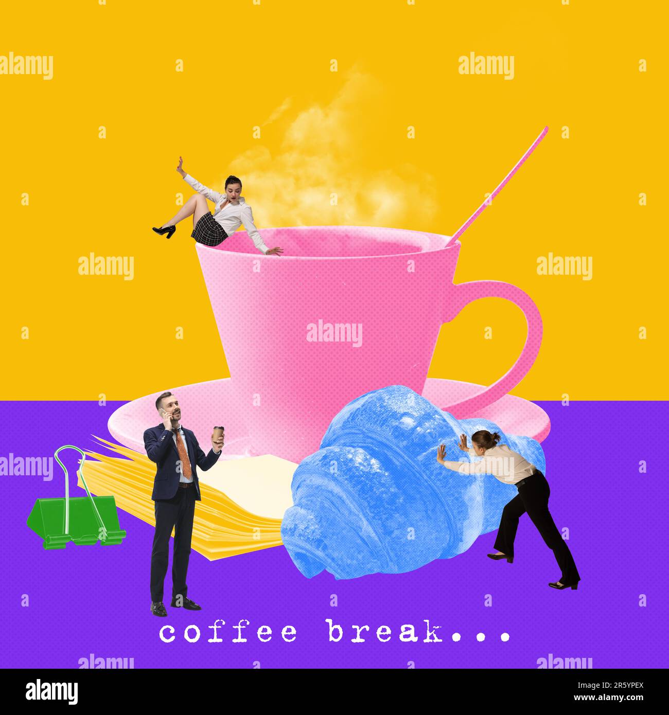 Coffee and lunch break., Office workers, employee drinking coffee ...