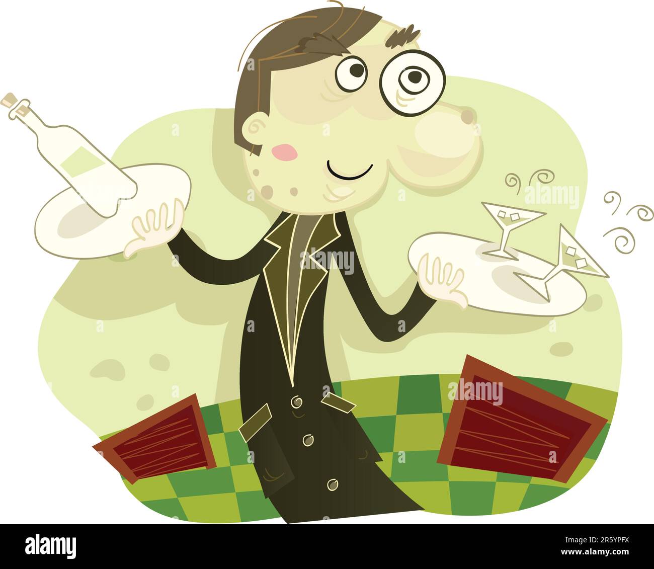 James – old man with wine. Artistic Vector Illustration Stock Vector ...