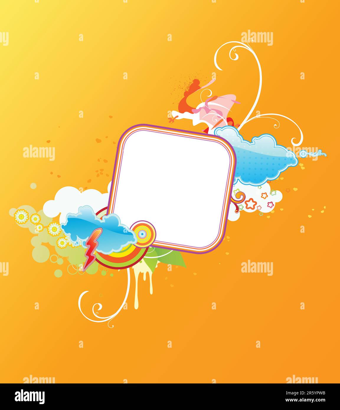 Vector illustration of funky styled design frame made of floral ...