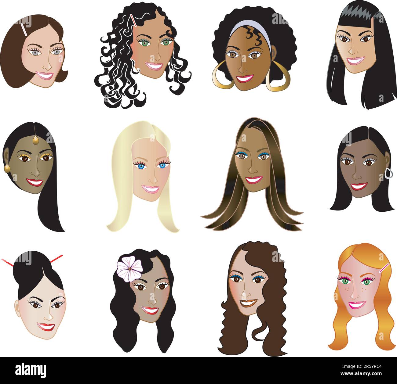 Twelve different Women of different races and cultures with or wuthout ...