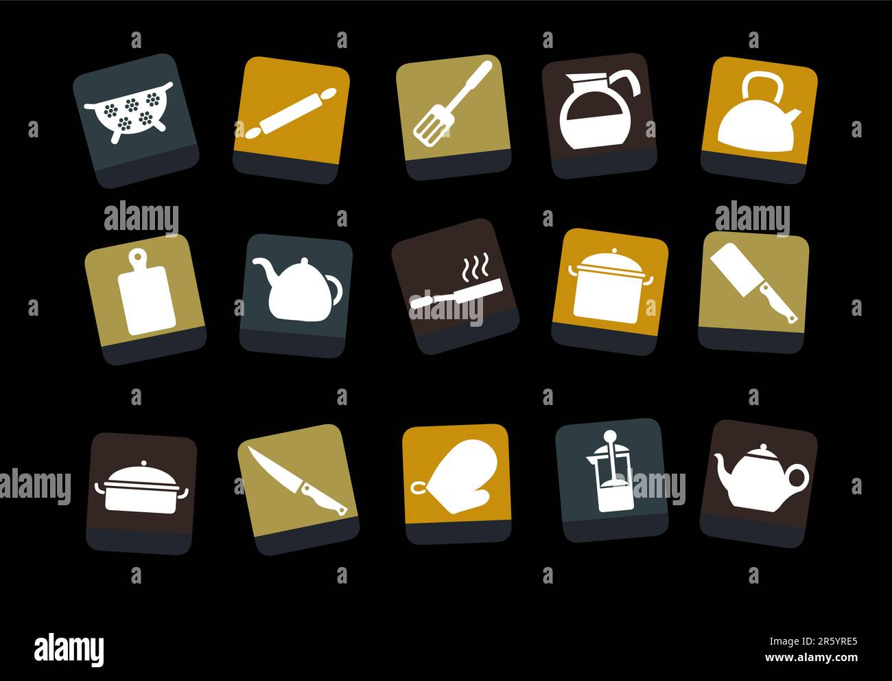 Vector icons pack - Yellow-Brown-Blue Series, cooking tools collection Stock Vector Image & Art ...