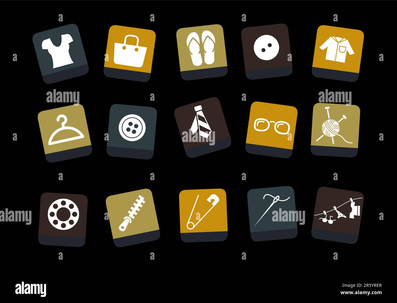 Vector icons pack - Yellow-Brown-Blue Series, clothing collection Stock ...