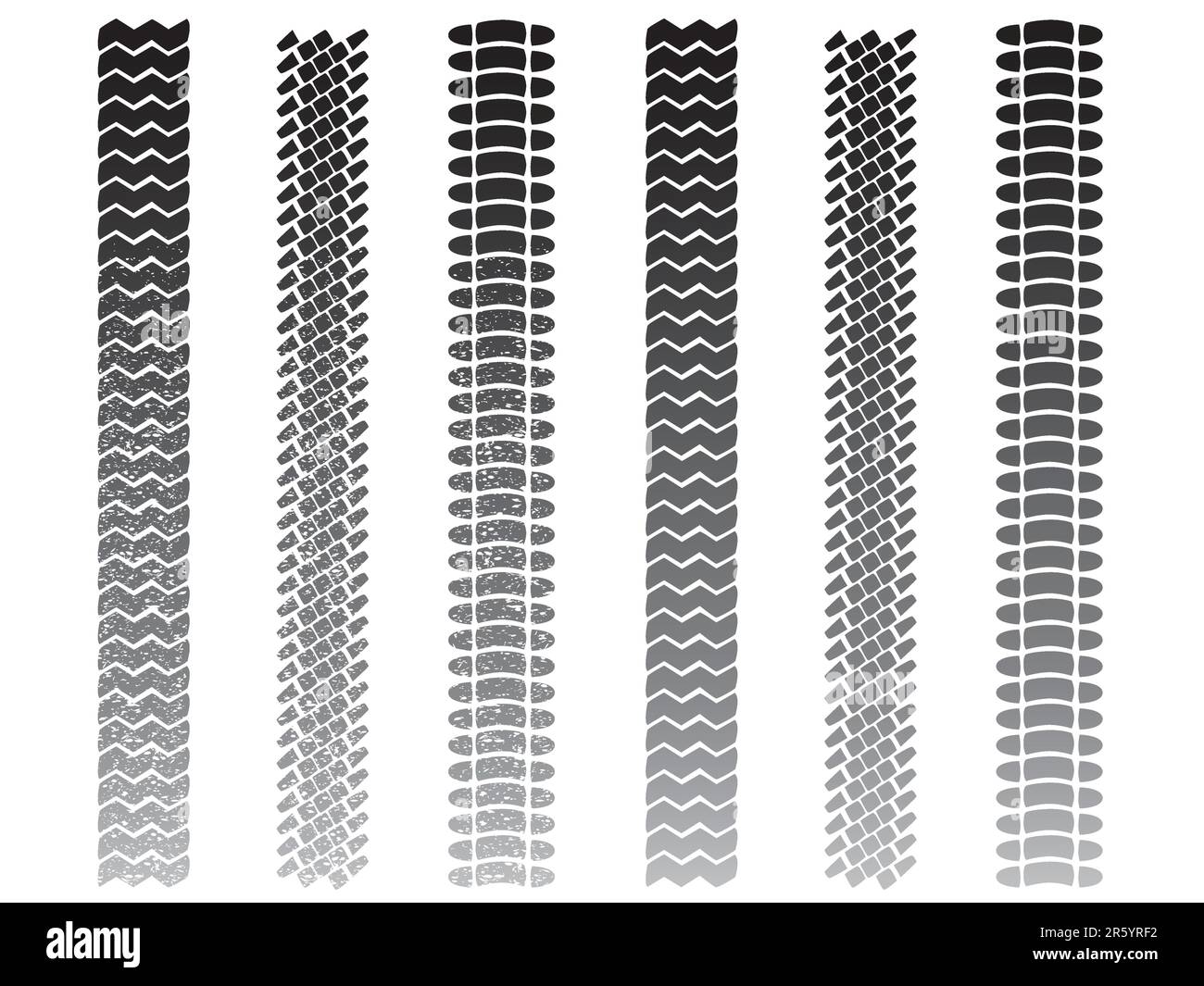 Set of clean and muddy tyre tracks for use in your designs Stock Vector ...