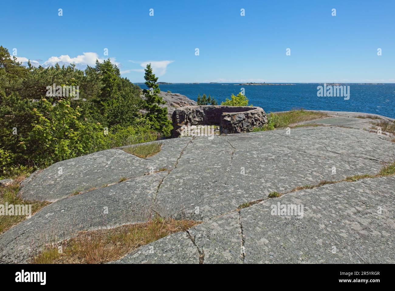 Remains of WW2 coastal battery positions, Hanko, Finland Stock Photo ...