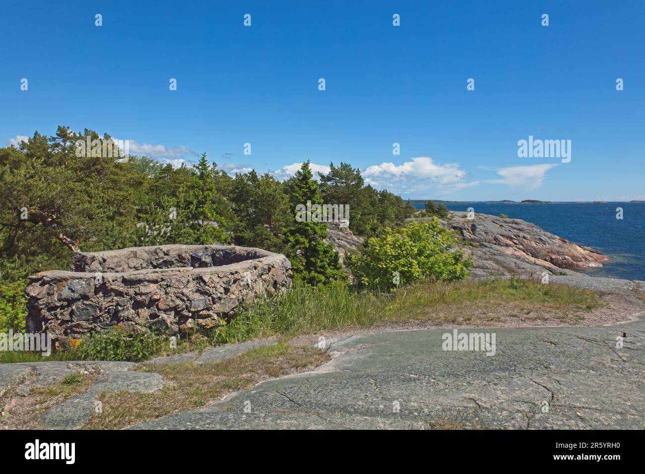 Remains of WW2 coastal battery positions, Hanko, Finland Stock Photo ...