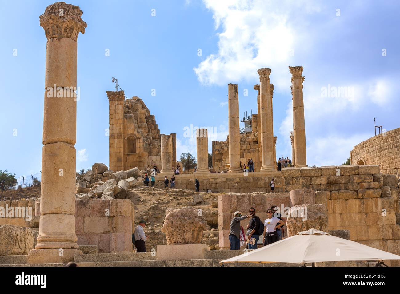 Jerash, Jordan - November 7, 2022: People visiting Temple of Zeus in ...