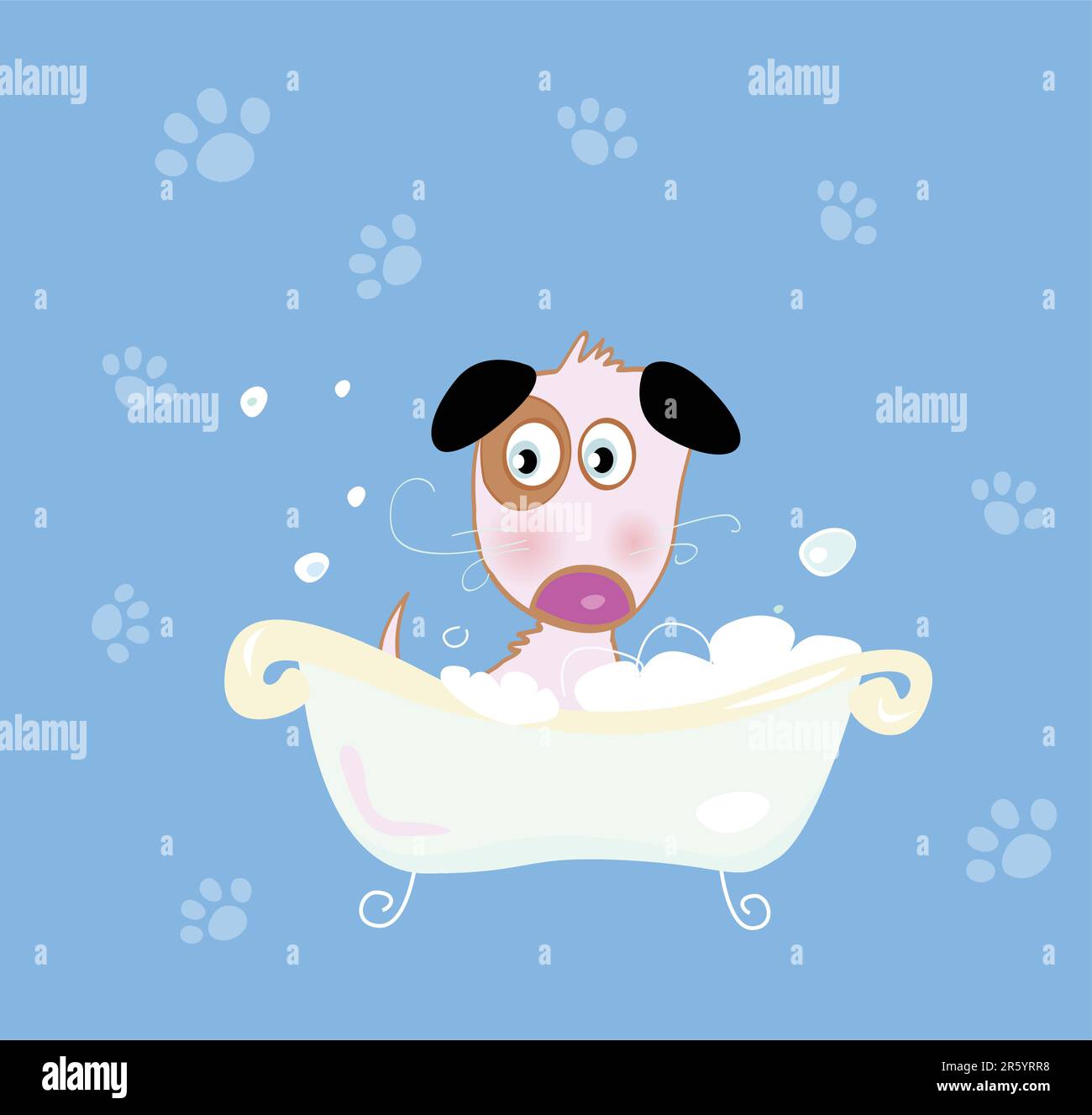 Bathing cute small doggie. VECTOR ILLUSTRATION Stock Vector Image & Art ...