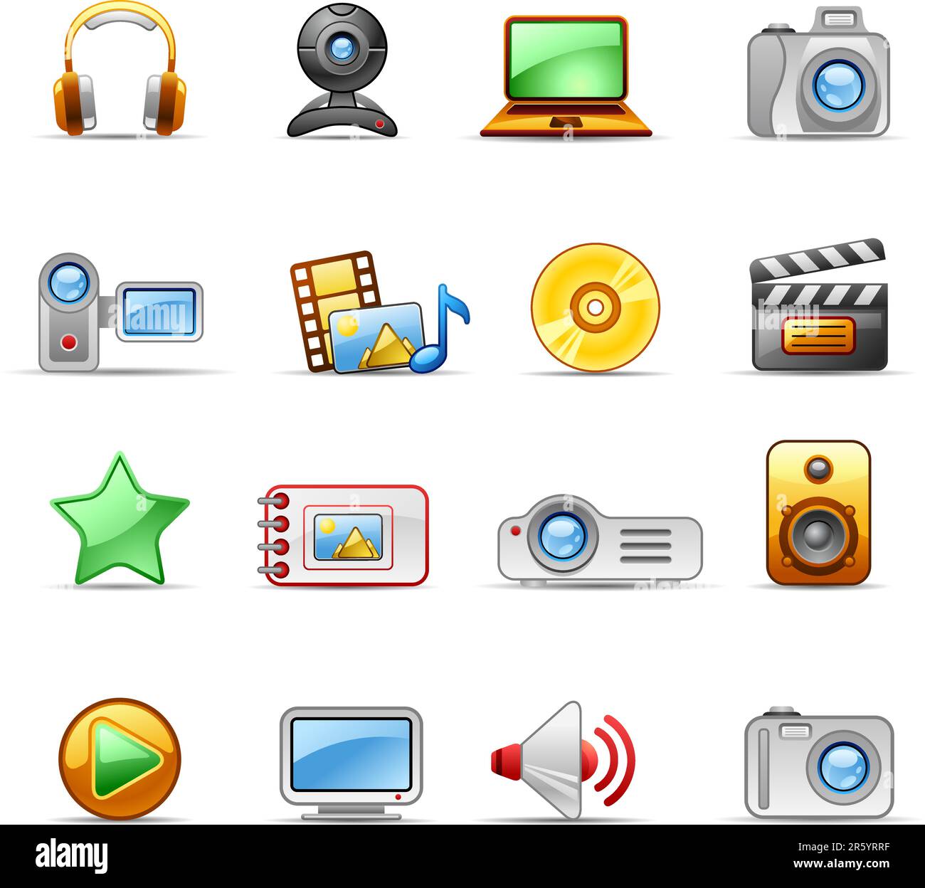 Video camera color icons hi-res stock photography and images - Alamy