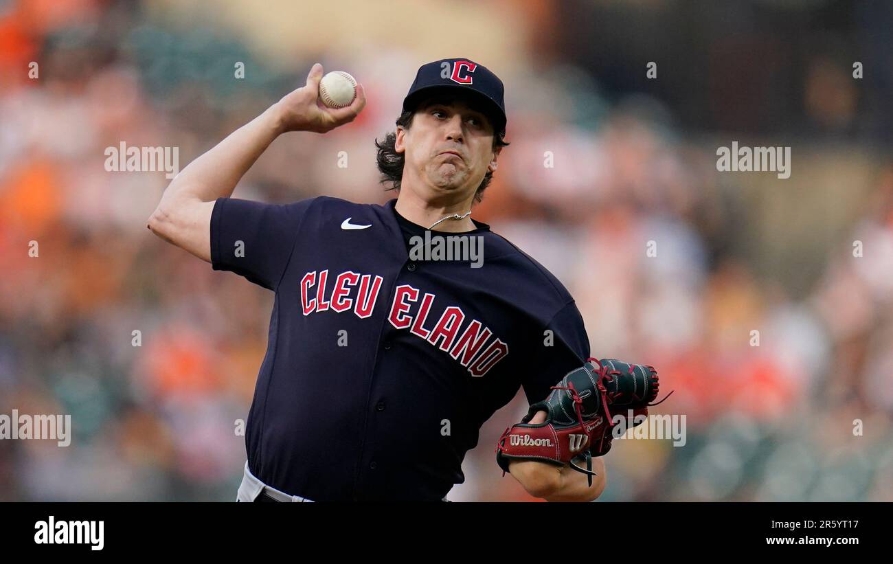Cleveland Guardians starting pitcher Cal Quantrill throws a pitch ...