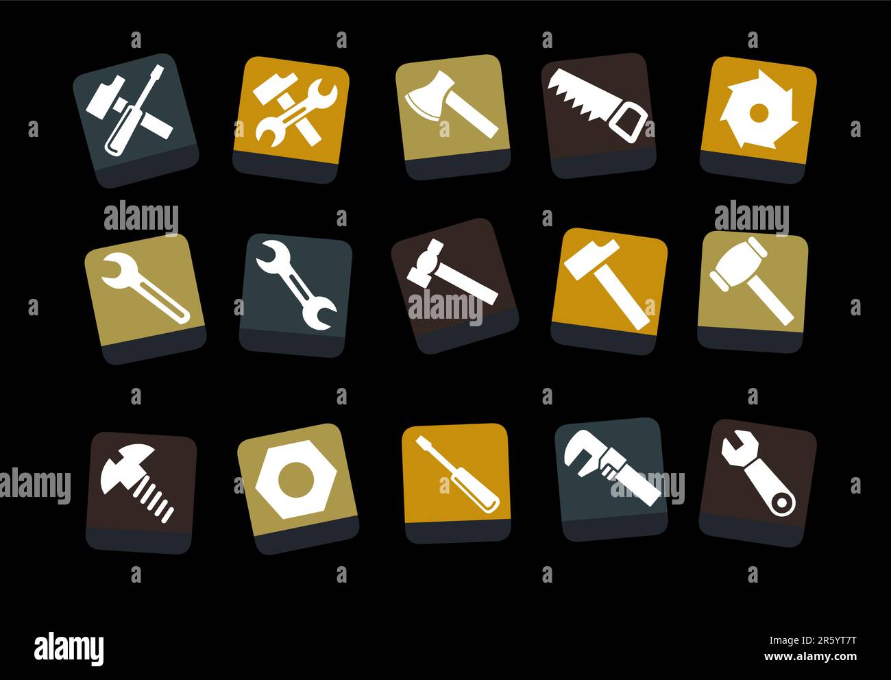 Vector icons pack - Yellow-Brown-Blue Series, tool collection Stock ...