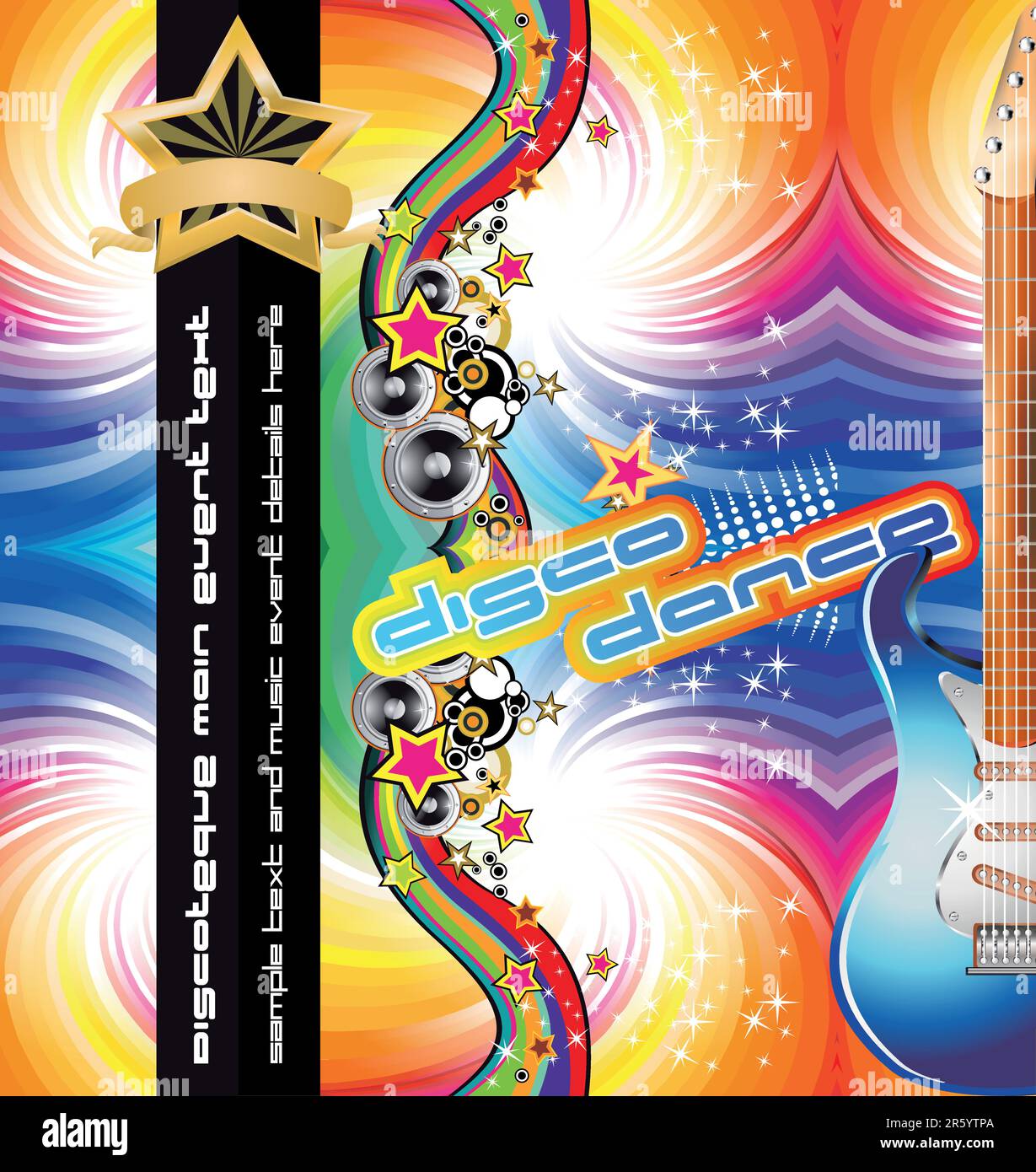 Disco Dance Event Background with Rainbow colorful Background Stock ...