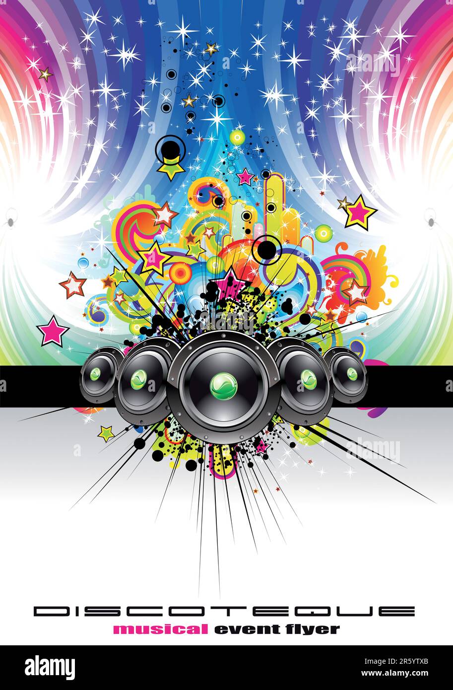Magic Dance and Rainbow Colorful Music Background Stock Vector Image ...