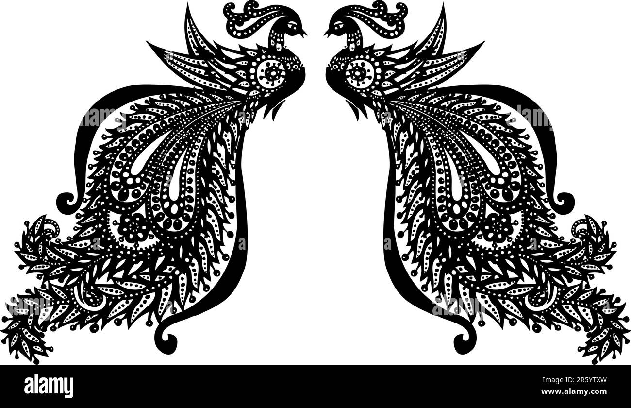 Indian peacock design Black and White Stock Photos & Images - Alamy