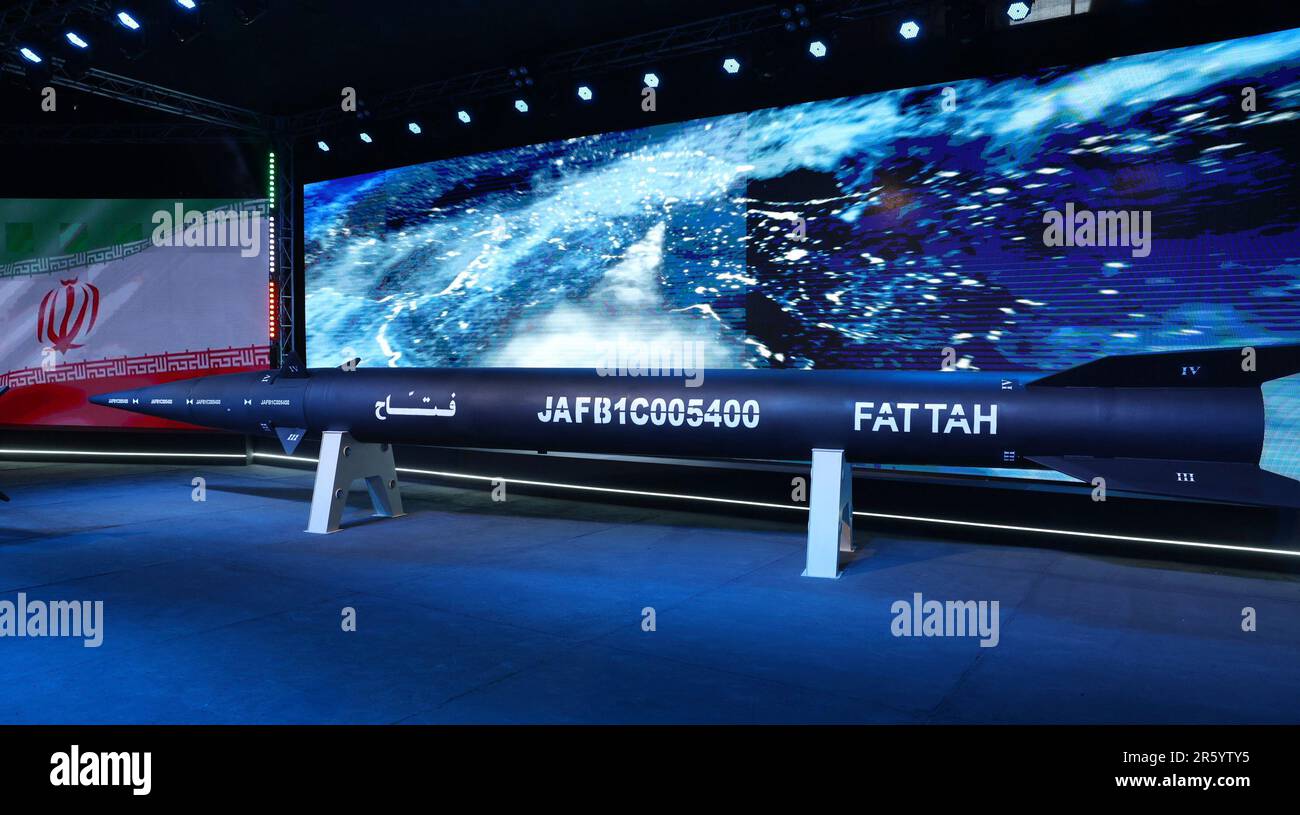 Fattah missile is unveiled in a ceremony in Tehran, Iran, Tuesday, June ...