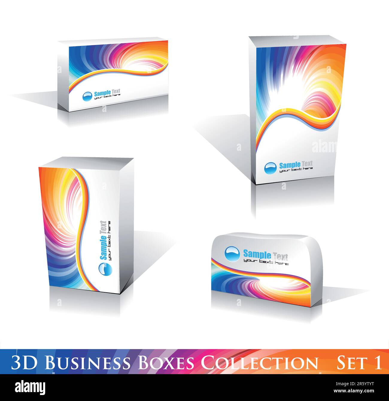 Software or Generic Product 3D Boxes Icon set with reflections and ...