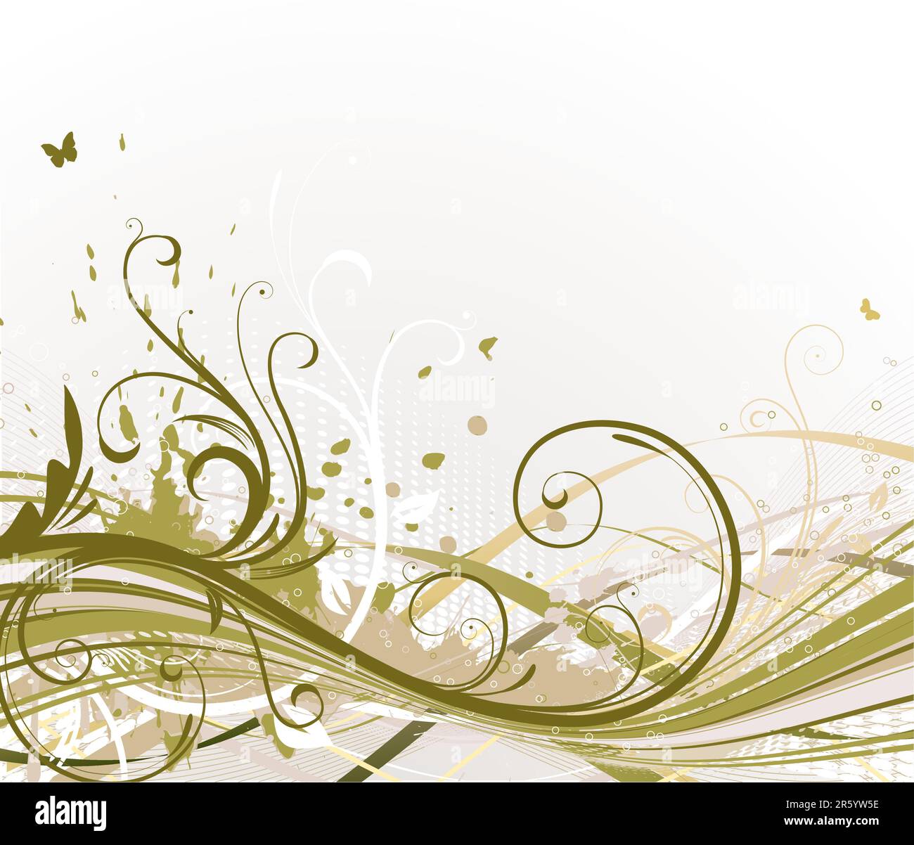 Vector illustration of abstract background with curved lines and floral ...