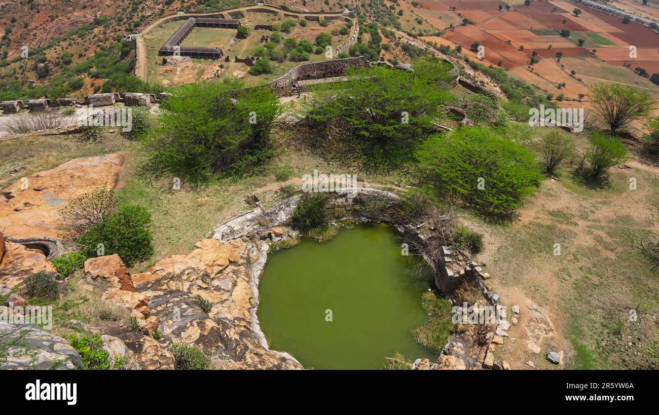 View of Ruined Fortress and drinking Water Pond on the Top of Gooty ...