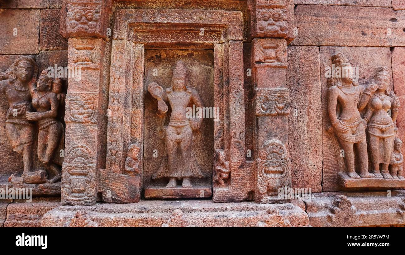 Broken sculptures of Hindu God and Goddess on the Bala Brahmeswara ...