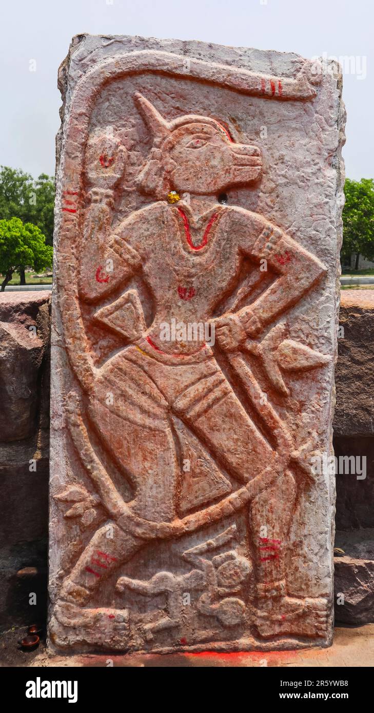 Carved of Lord Hanumana in the Campus of Sangameswara Temple, Alampur ...