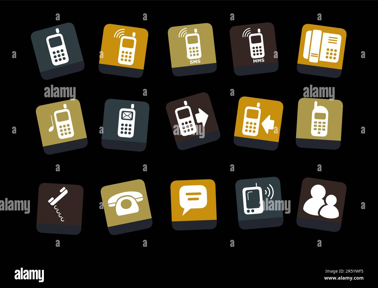 Vector icons pack - Yellow-Brown-Blue Series, phones collection Stock ...