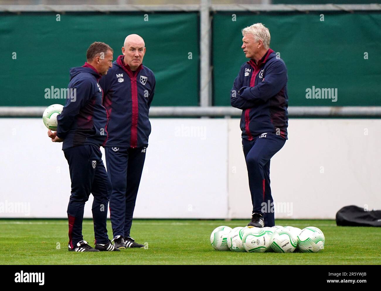 West Ham United manager David Moyes (right) with Mark Warburton and ...