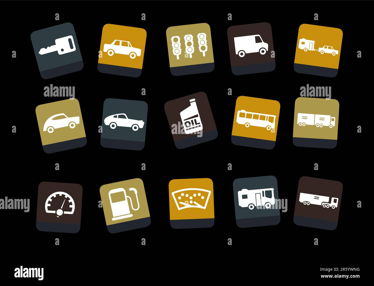 Vector icons pack - Yellow-Brown-Blue Series, transport collection ...