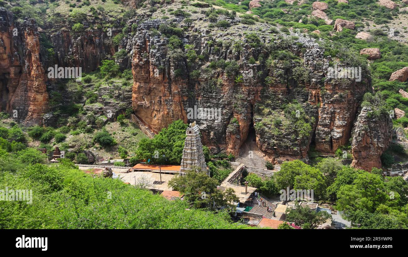 View of Yaganti Temple and Agastya cave from the View Point, Nandyal, Andhra Pradesh, India ...